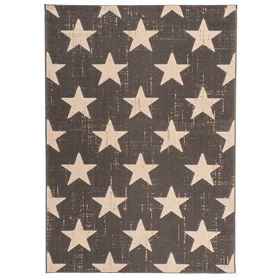 Colours Gianna Grey Vintage star Medium Rug 170cmx120cm | DIY at B&Q
