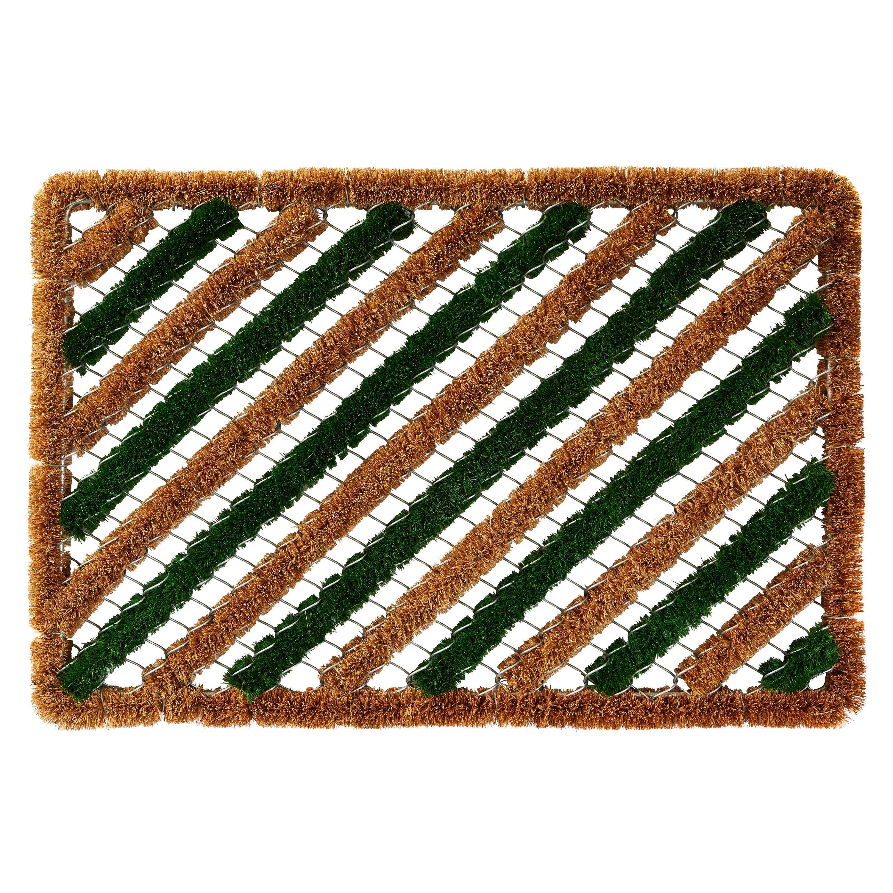 Colours Green & natural Rectangular Door mat, 60cm x 40cm | DIY at B&Q