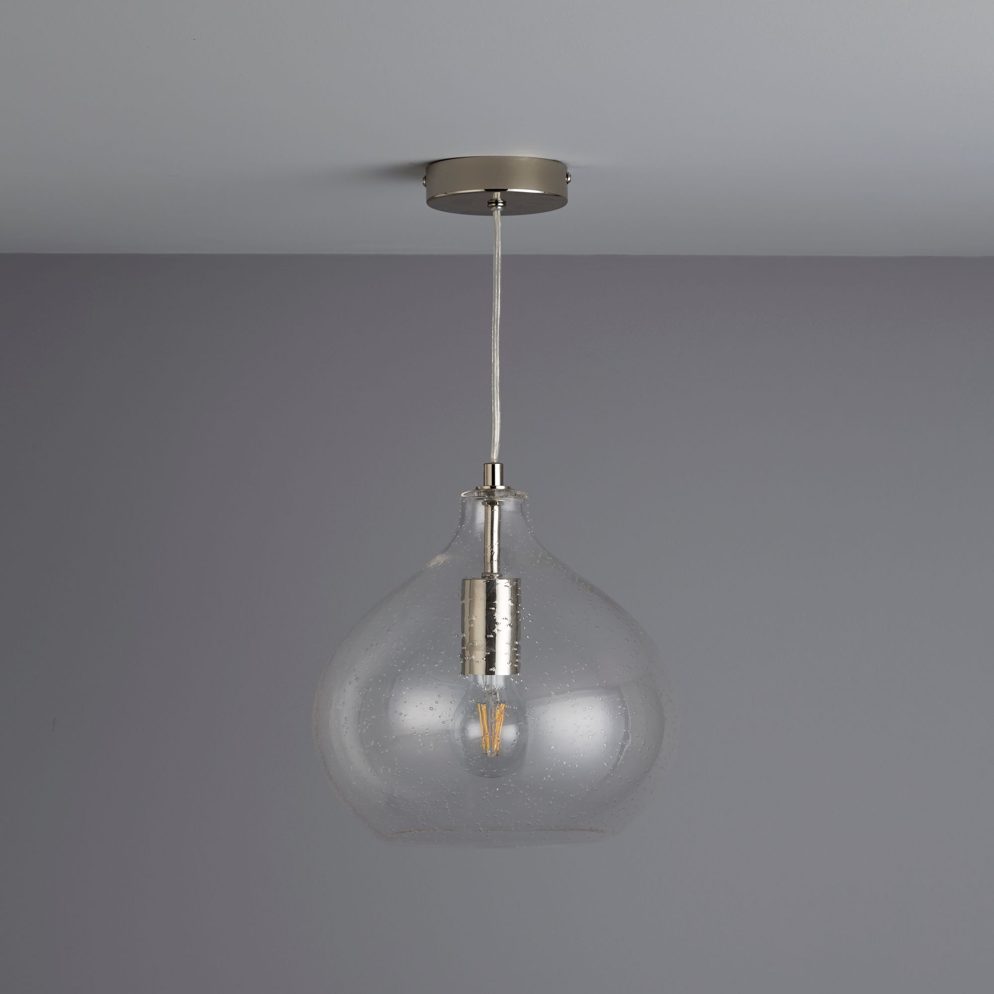 Colours Hester Pendant Glass & metal Silver effect Ceiling light