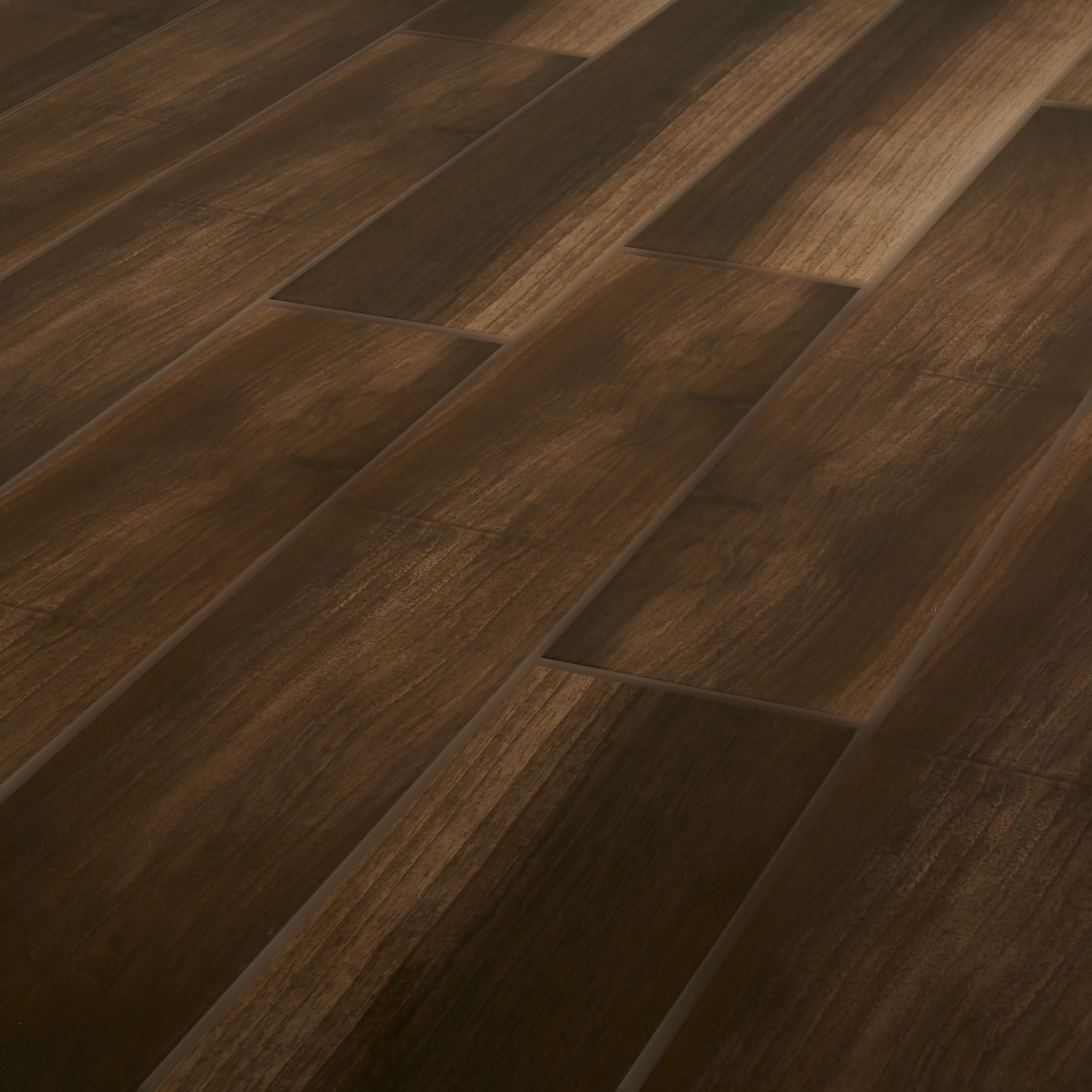 Colours High gloss Brown & grey Gloss Wood effect Porcelain Wall ...