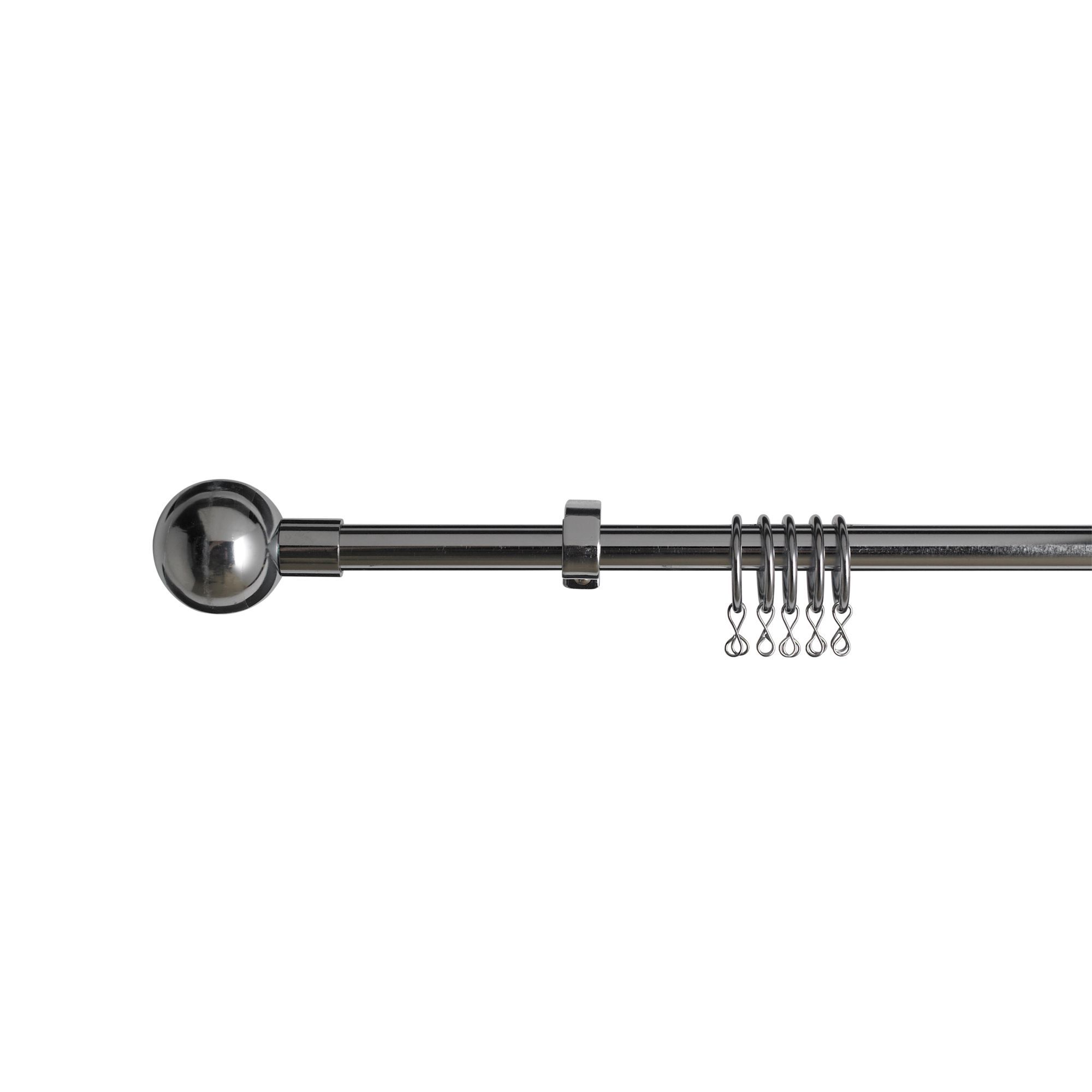Colours Huron Black Chrome effect Extendable Curtain pole, (L)1200mm ...