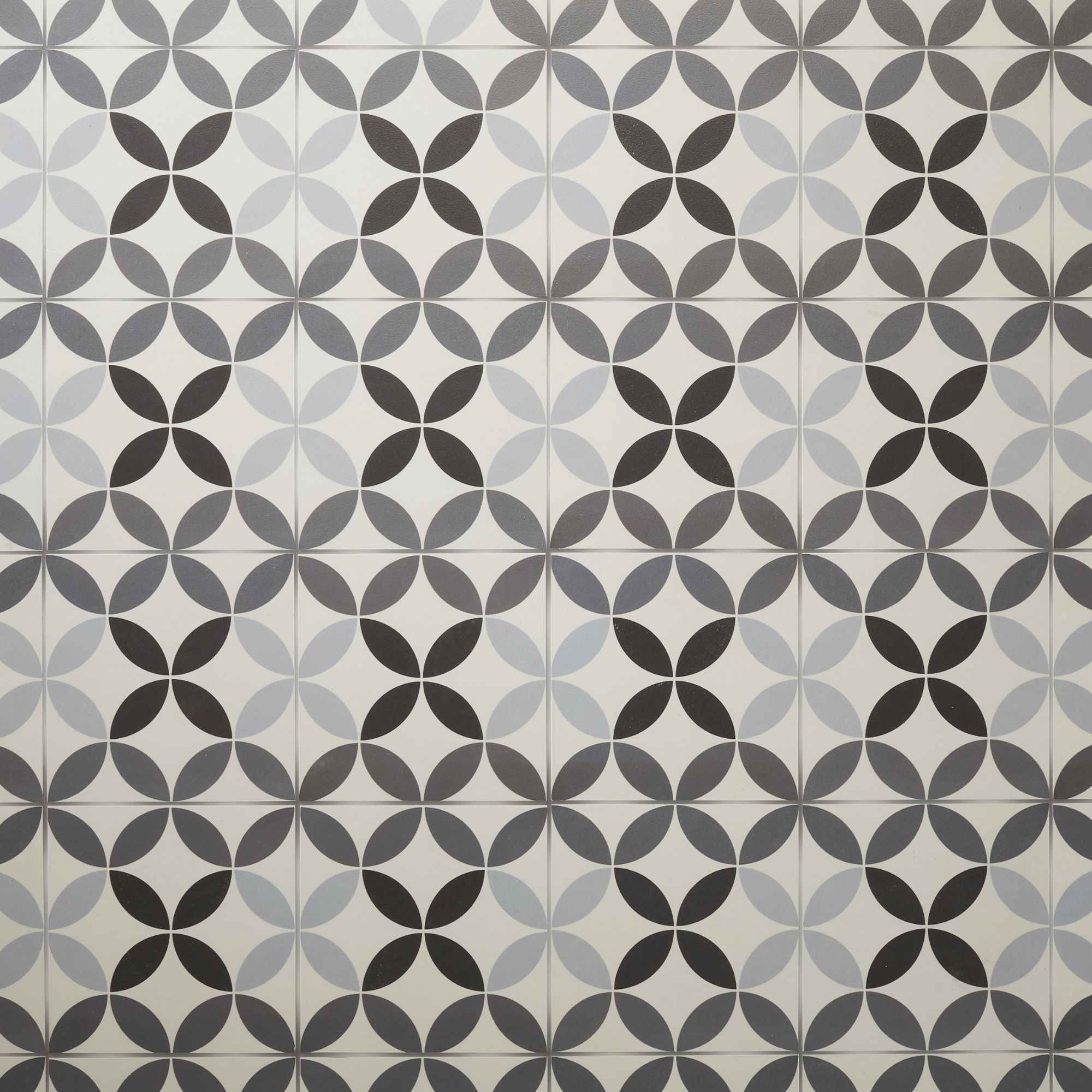 Colours Hydrolic Black & white Matt Circle Cement tile effect Porcelain ...