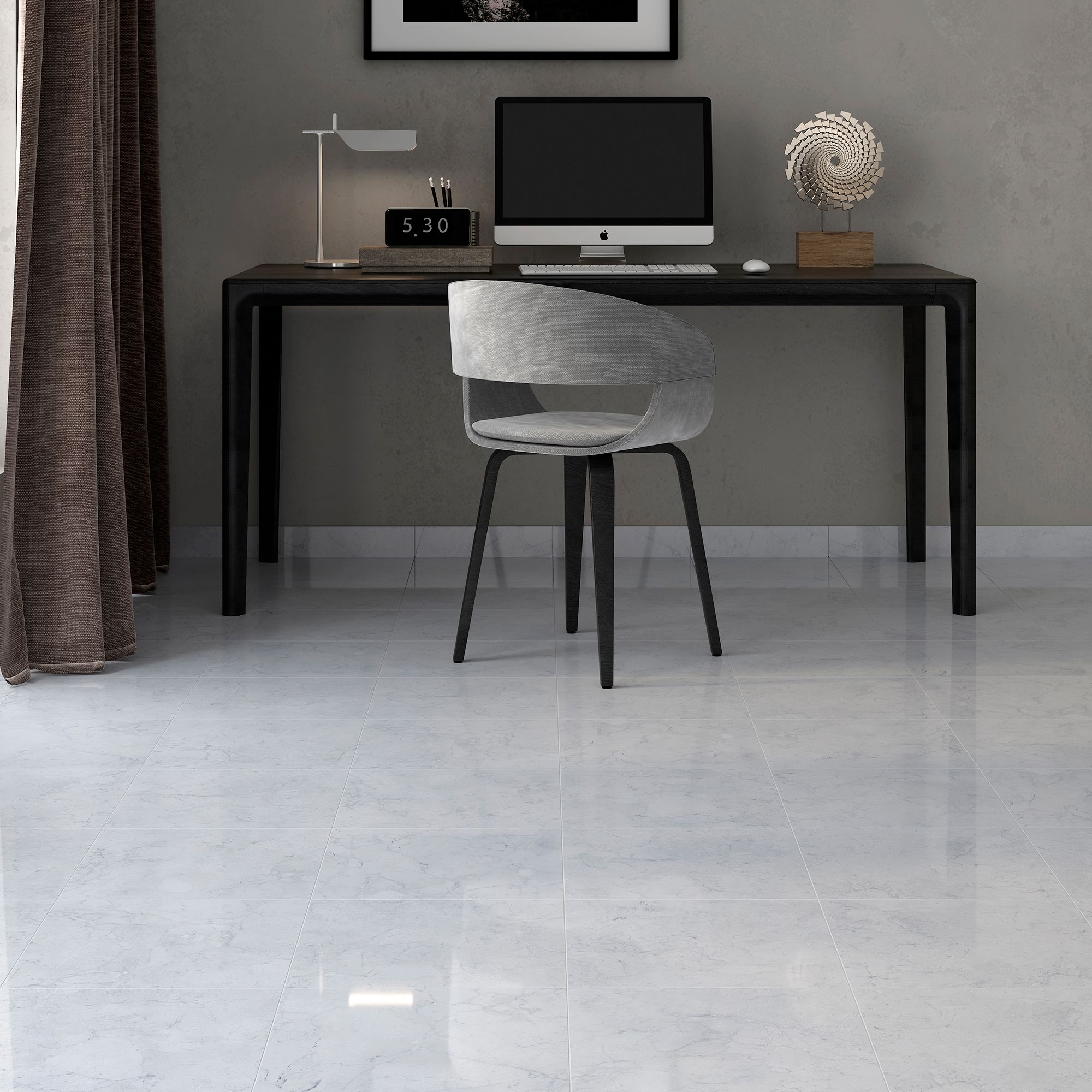 Colours Ideal Grey Matt Marble effect Ceramic Indoor Wall & floor tile ...