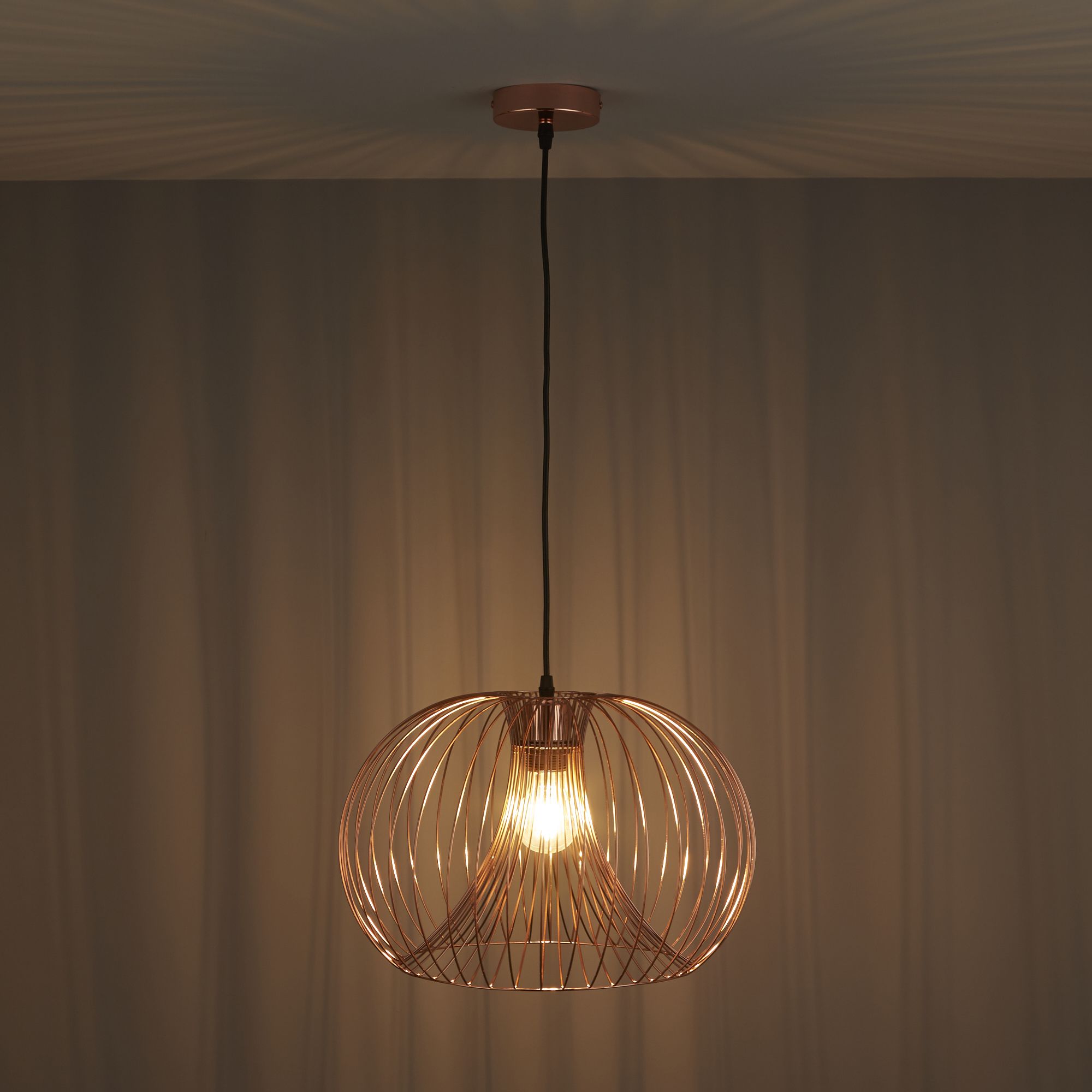 Colours Jonas Pendant Metal Copper effect Ceiling light | DIY at B&Q