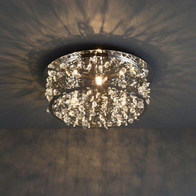 Colours Katarina Cut-out & crackle Brushed Chrome effect 3 Lamp Ceiling ...