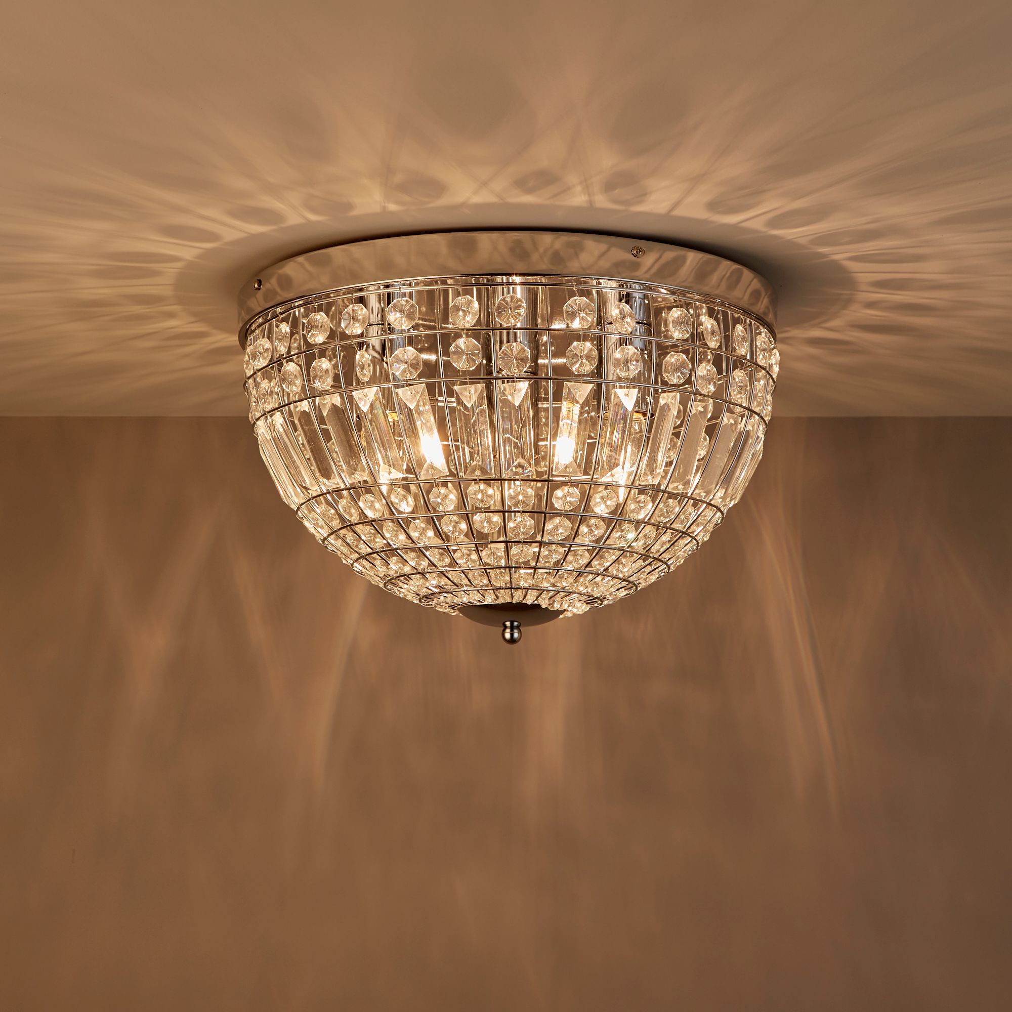 COLOURS KRYOS BRUSHED GLASS & METAL CHROME EFFECT 3 LAMP CEILING LIGHT