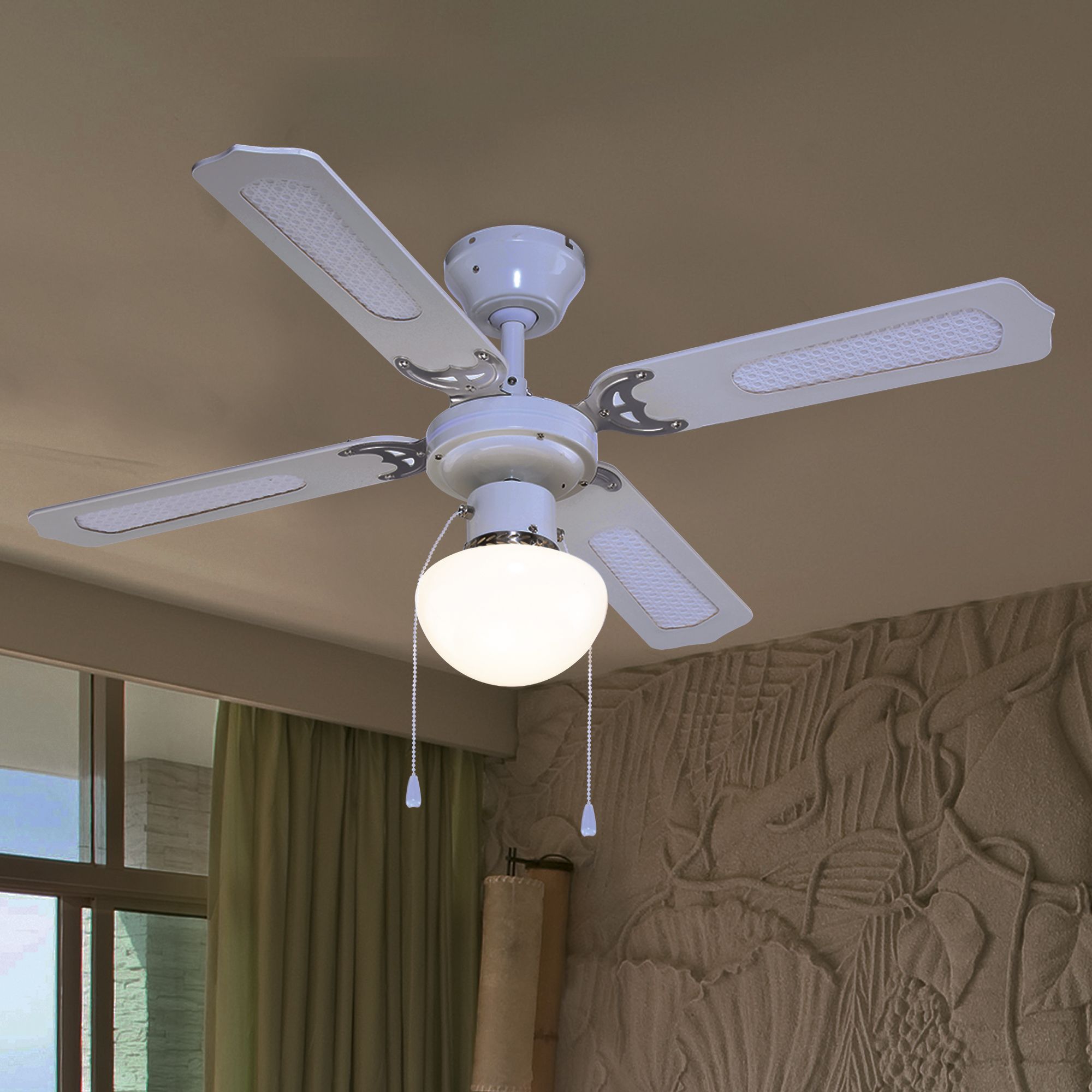 Colours Lari Traditional White Ceiling fan light