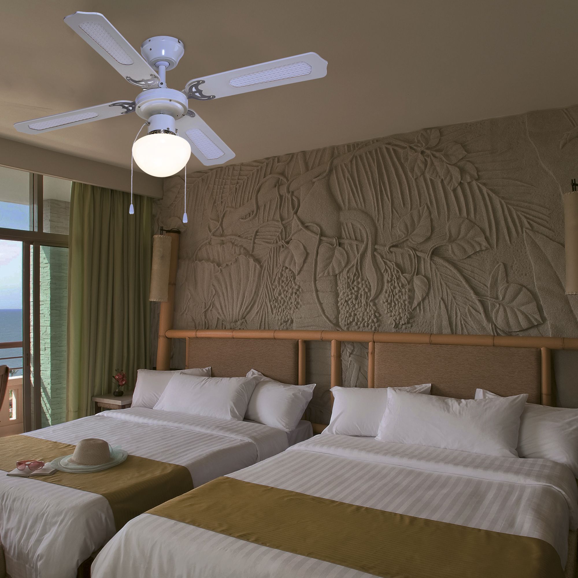 Colours Lari Traditional White Ceiling fan light