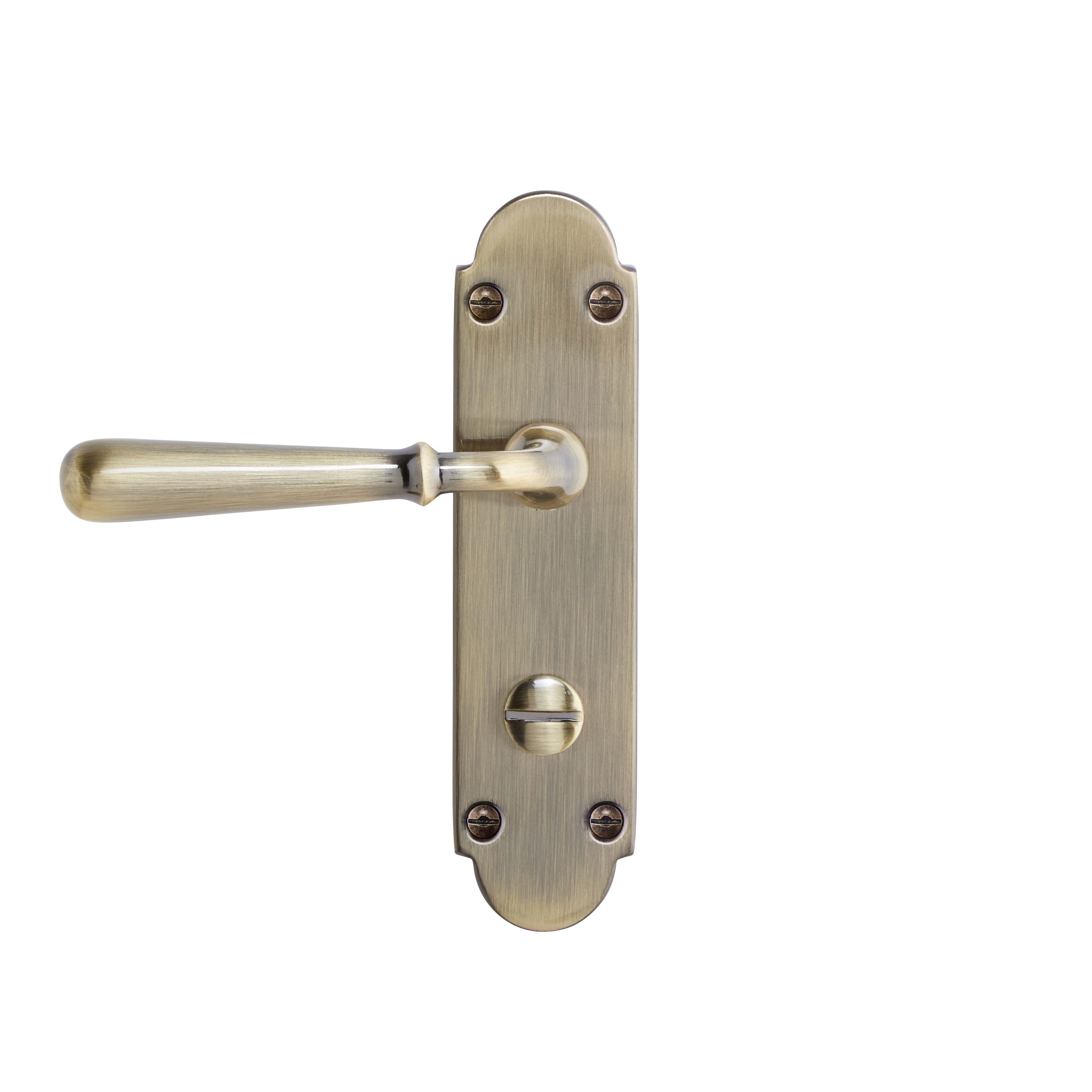 Colours Leba Antique brass effect Steel Straight Bathroom Door handle ...