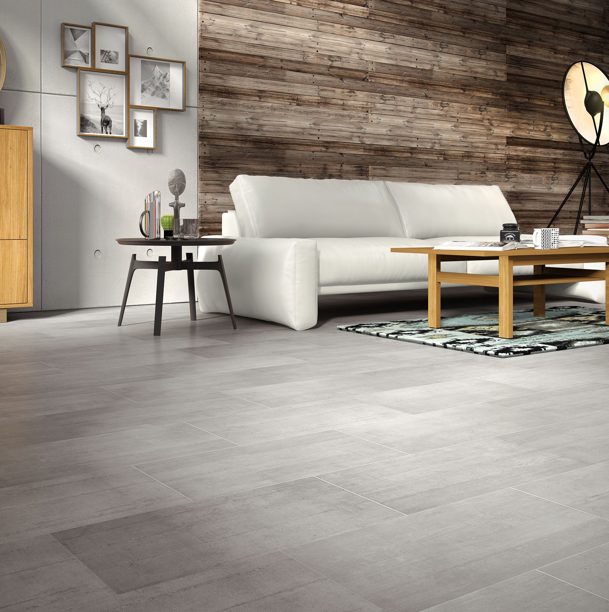 Colours Leggiero Grey Tile Concrete effect Laminate Flooring, 1.72m² ...