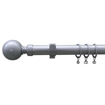 Colours Matt Dark grey Extendable Curtain pole Set, (L)2000mm-3600mm ...