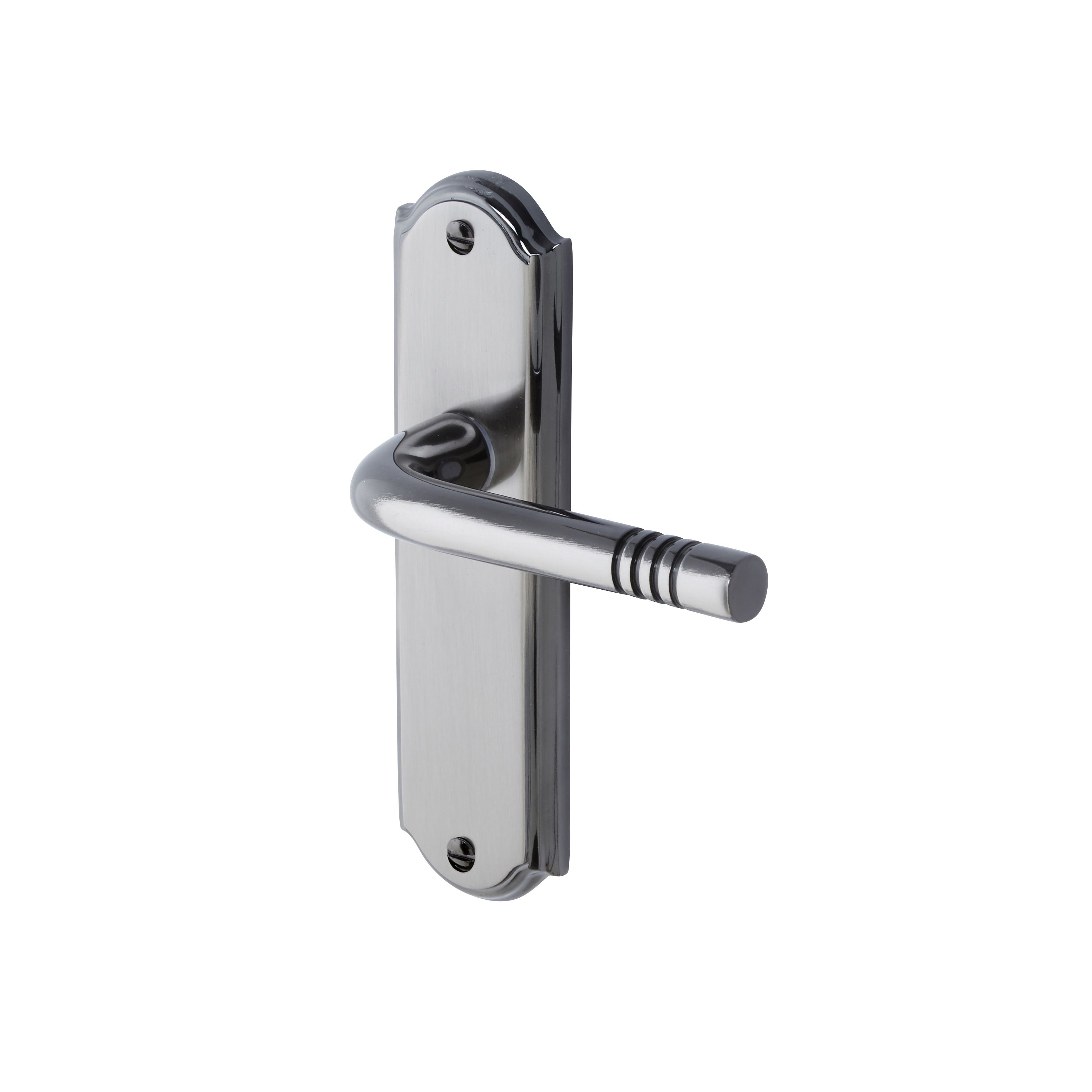 Colours Meldon Satin Iridium effect Brass Straight Latch Door handle (L ...