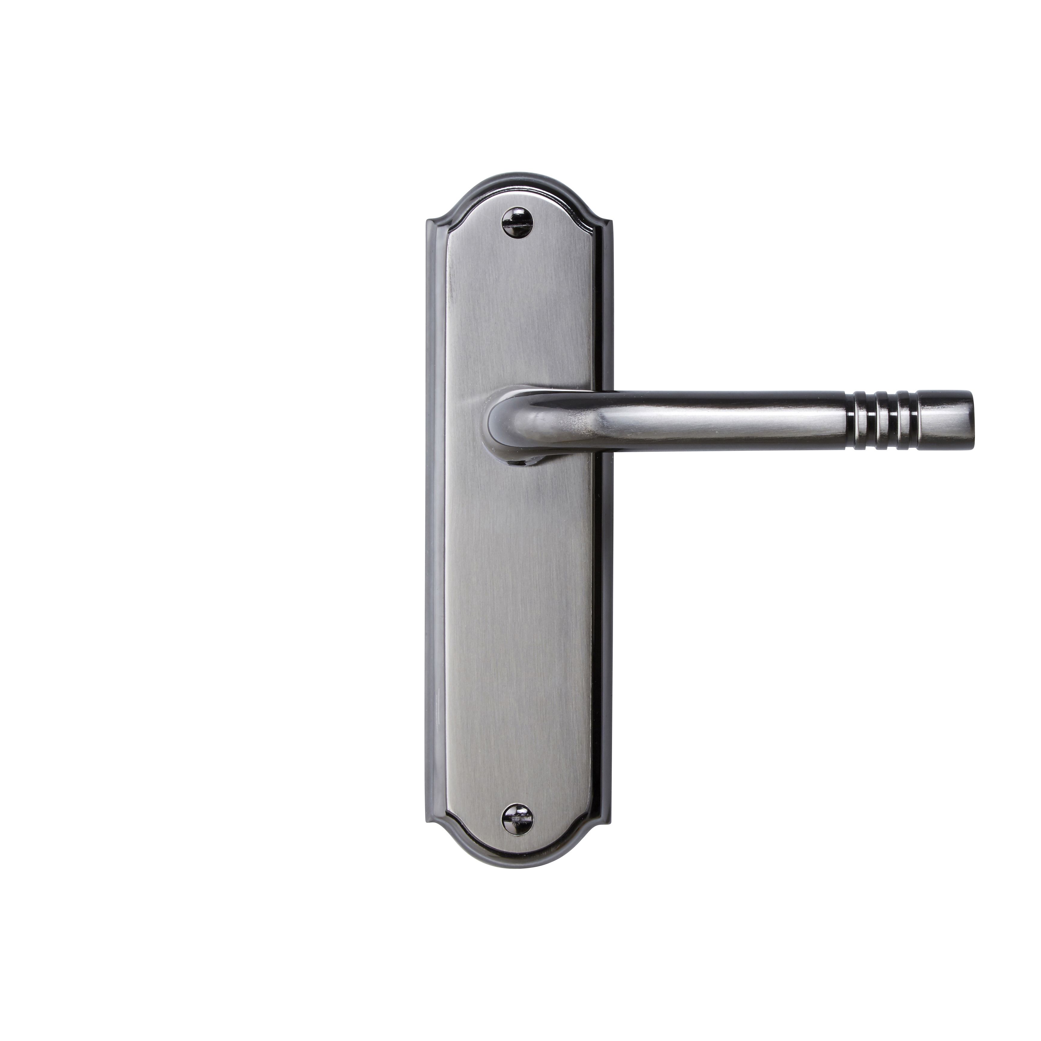 Colours Meldon Satin Iridium effect Brass Straight Latch Door handle (L ...