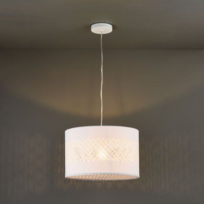 Colours Michaela Fabric & metal White Ceiling light