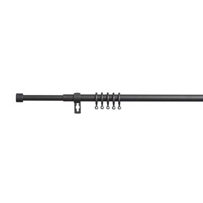 Colours Misty Gloss Black Extendable Curtain pole, (L)1200mm-2100mm ...