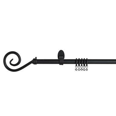 Colours Natia Gloss Black Extendable Curtain pole, (L)1200mm-2100mm ...