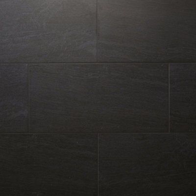 Colours Natural Anthracite Satin Stone effect Porcelain Floor Tile Sample