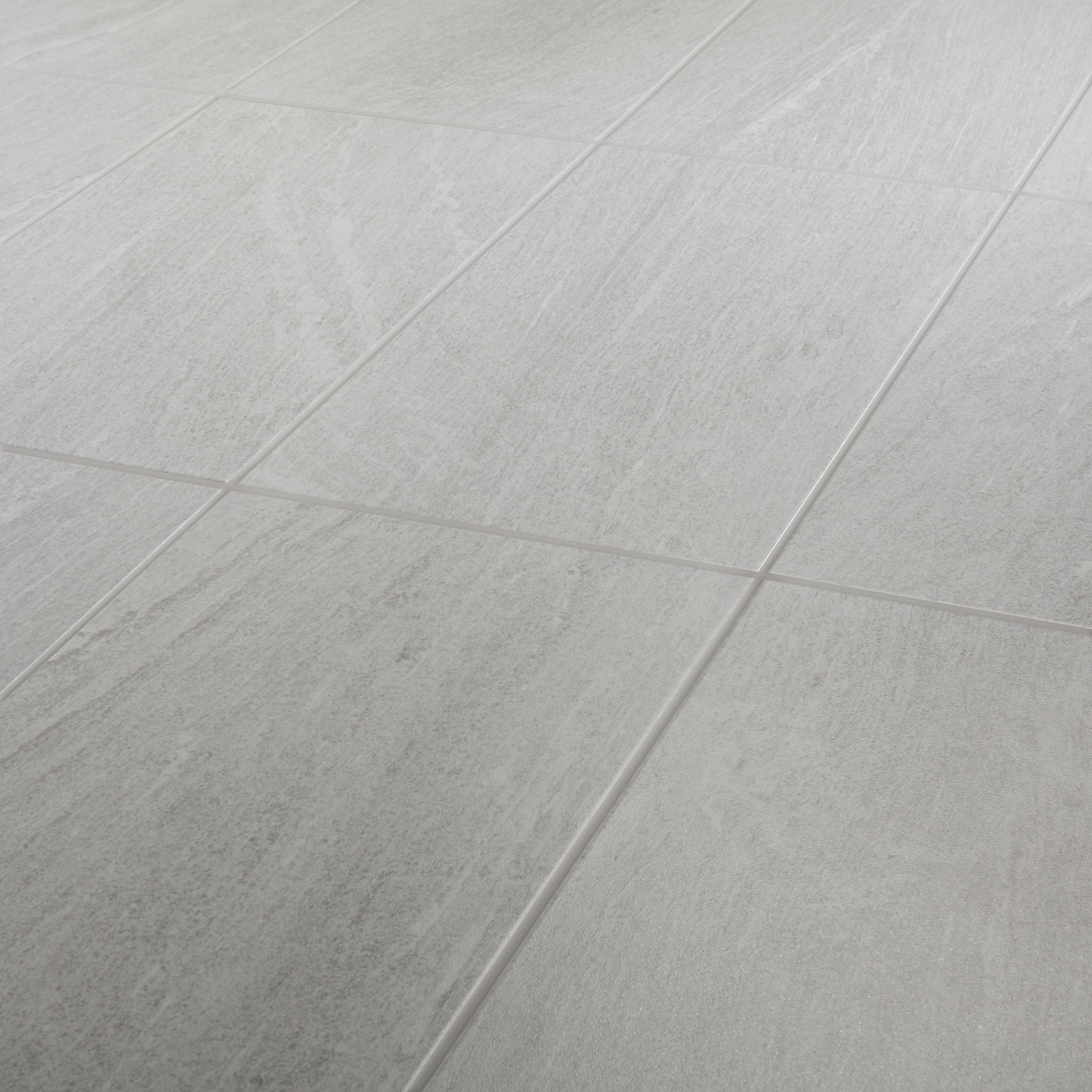 Colours Natural White Satin Stone effect Porcelain Indoor Wall & floor ...