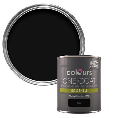 Colours One coat Black Eggshell Metal & wood paint, 750ml | DIY at B&Q