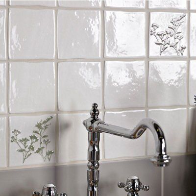 Colours Padstow Cream Gloss Stone effect Ceramic Wall Tile Sample