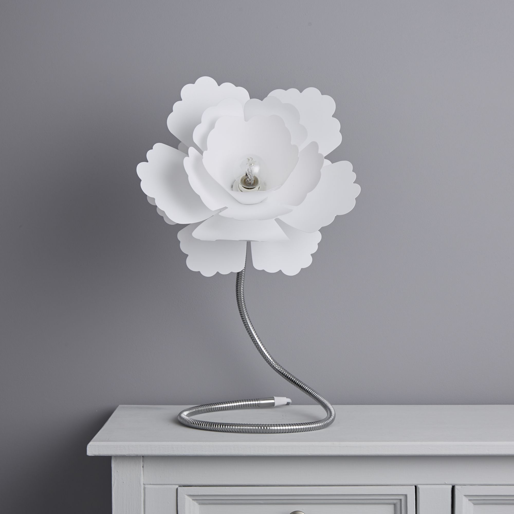 Colours Paloma Flower Matt White Table lamp
