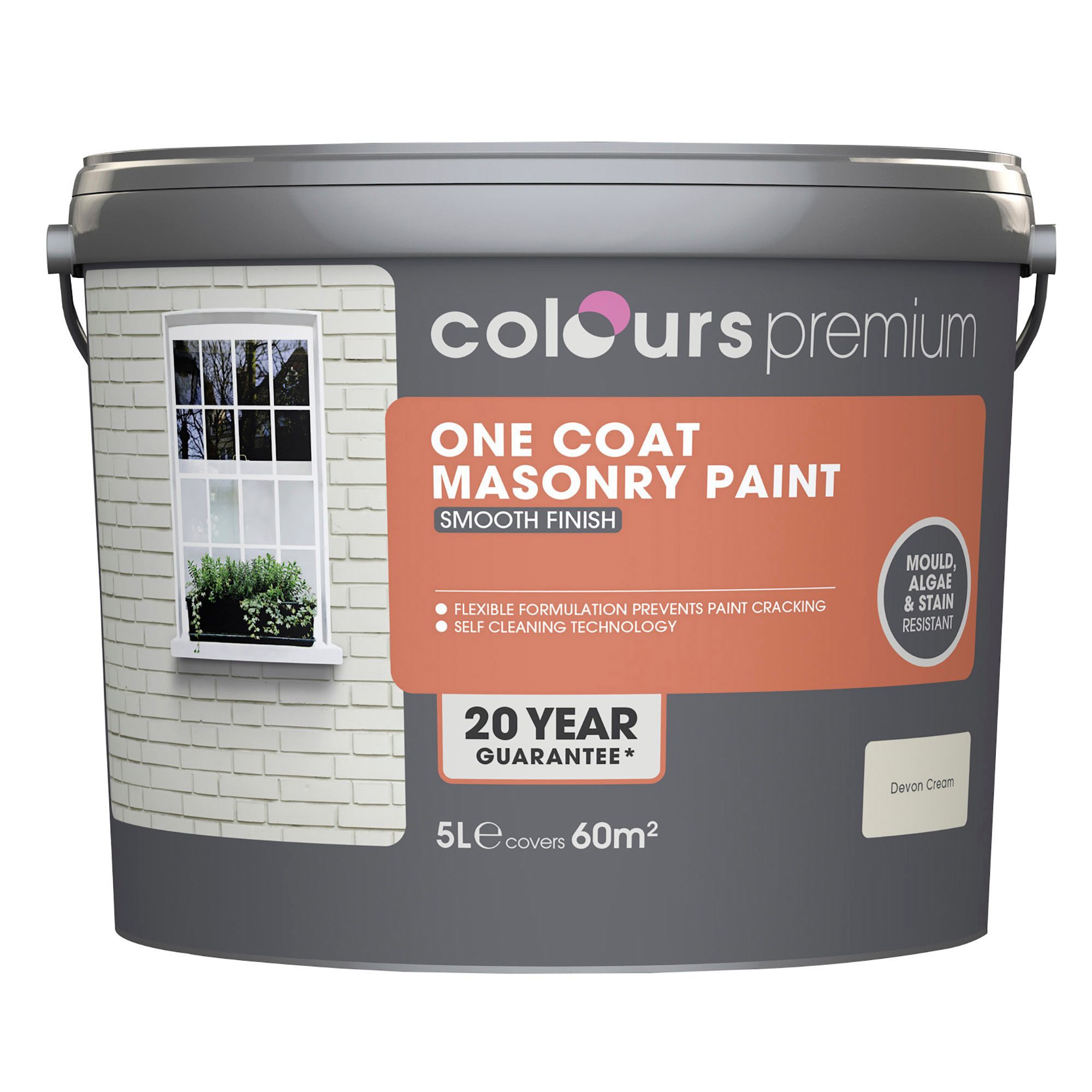 Colours Premium Devon cream Smooth Masonry paint 5L | DIY at B&Q
