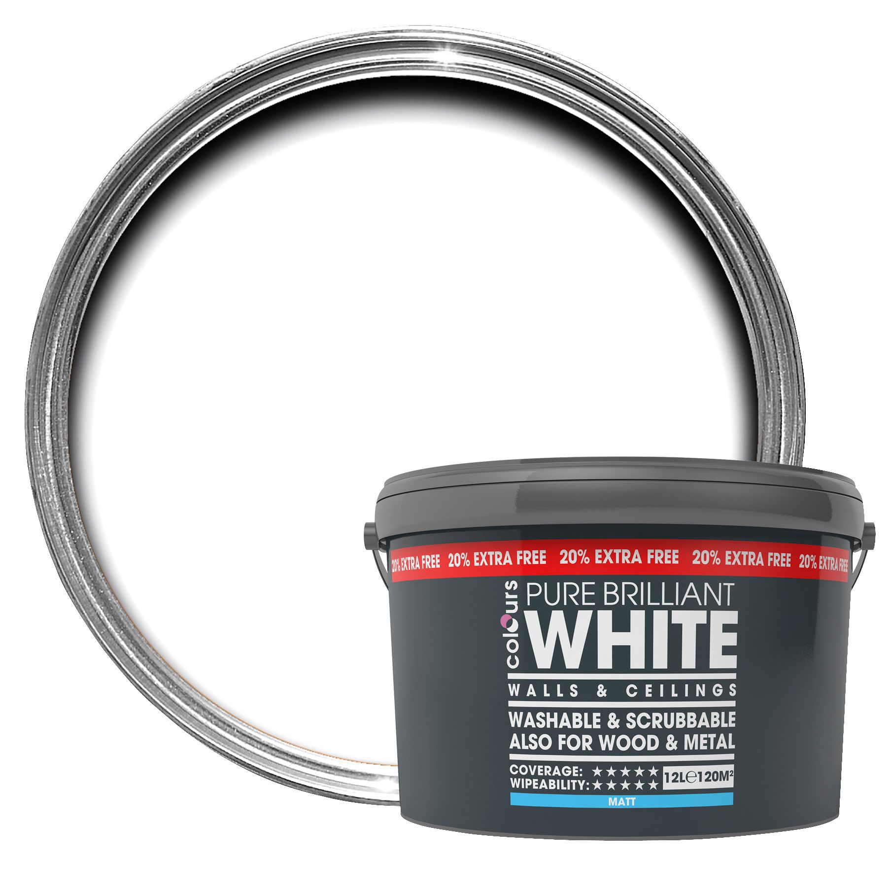Colours Premium White Matt Emulsion paint 12L | DIY at B&Q
