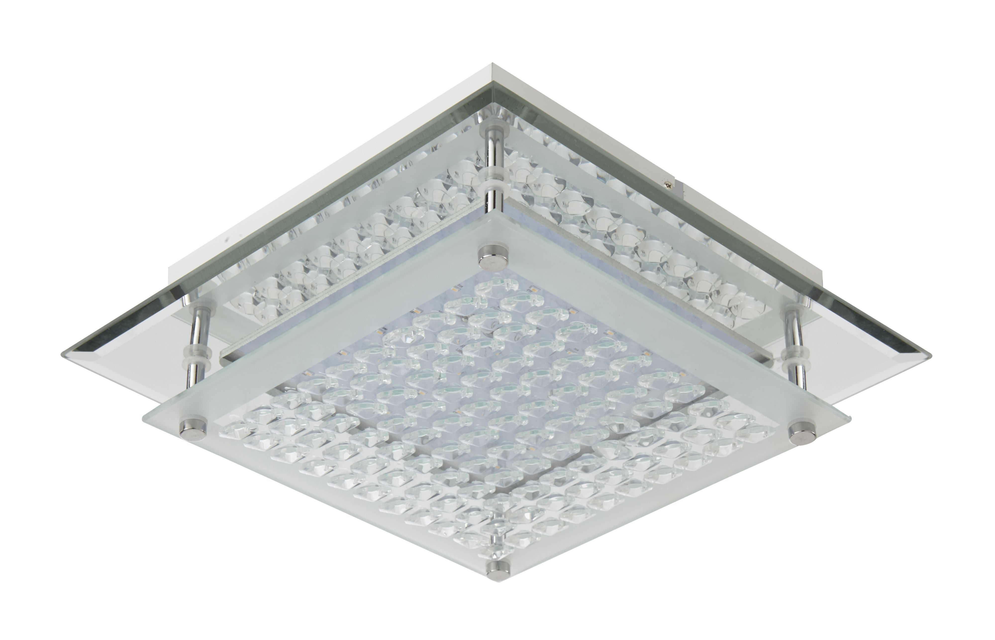 Colours Quadra Glass & metal White Mirror effect LED Ceiling light
