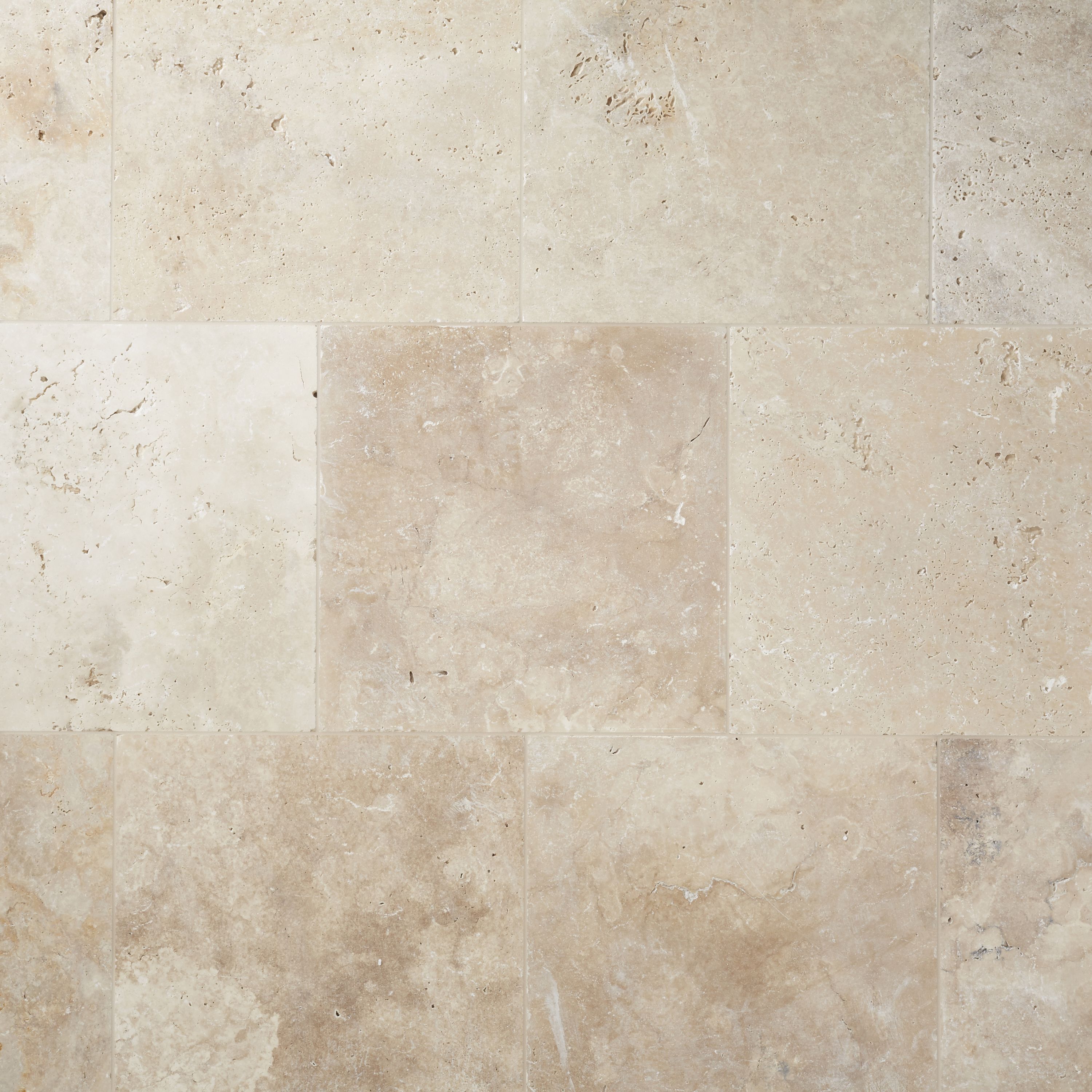 Colours Real tumbled travertine Cream Matt Travertine effect Natural ...
