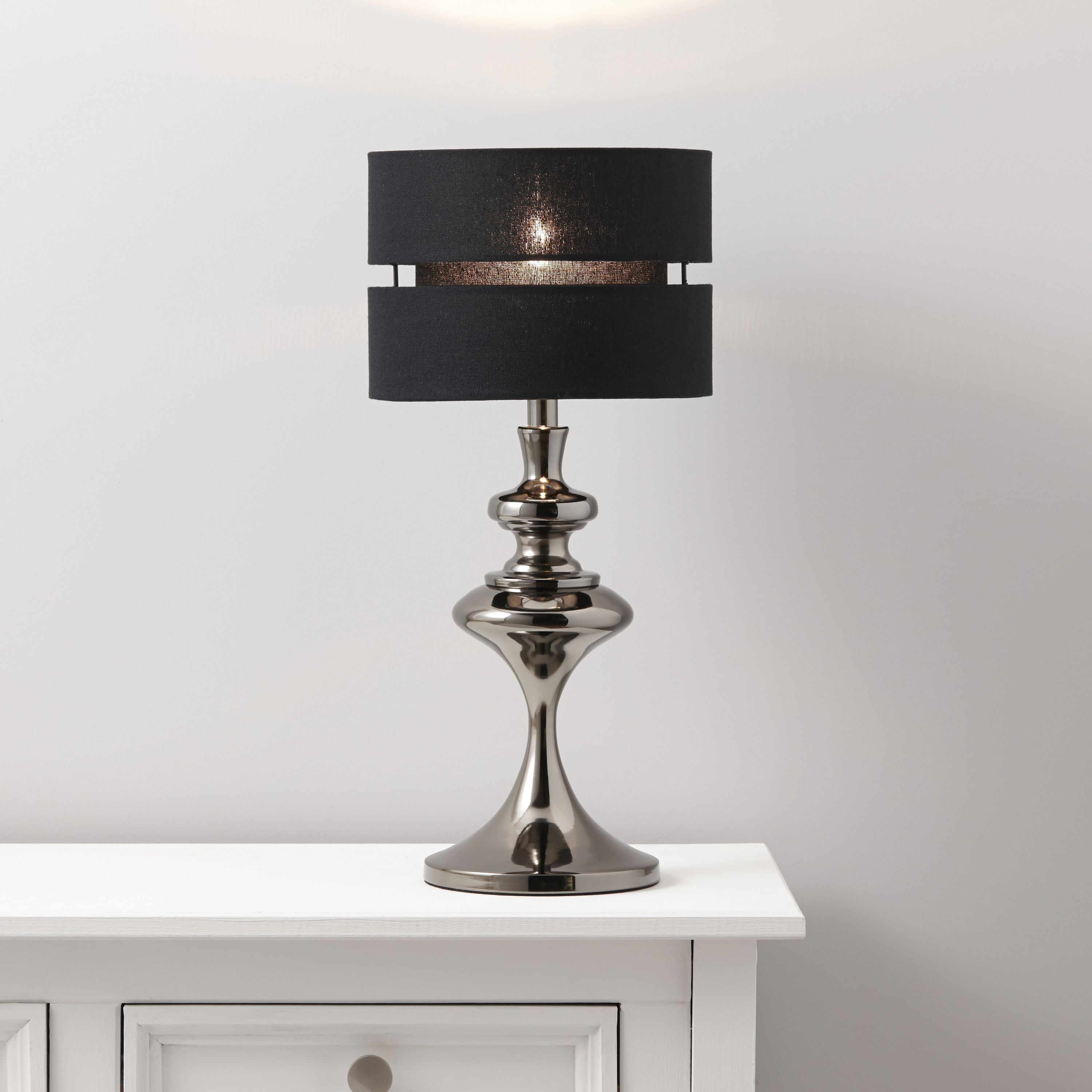 Colours Repton Matt Chrome effect Table lamp base | DIY at B&Q