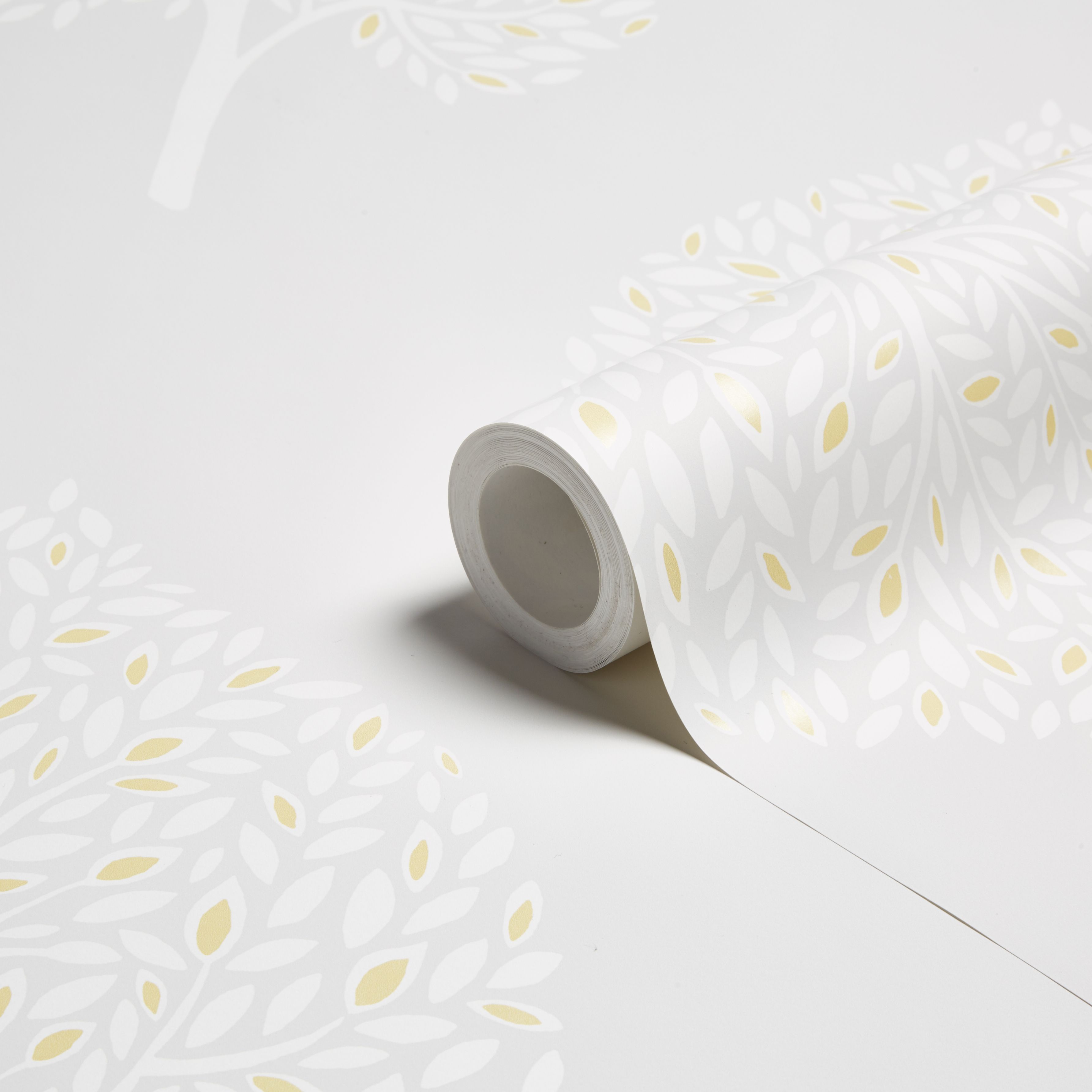 Colours Rowan French grey Mica effect Tree Smooth Wallpaper