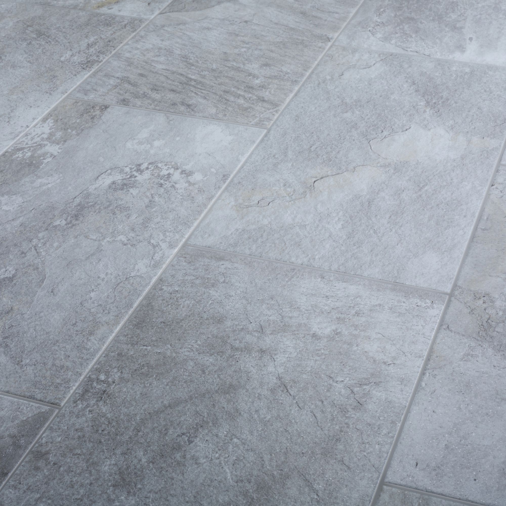 Colours Shaded slate Grey Matt Stone effect Porcelain Wall & floor Tile ...