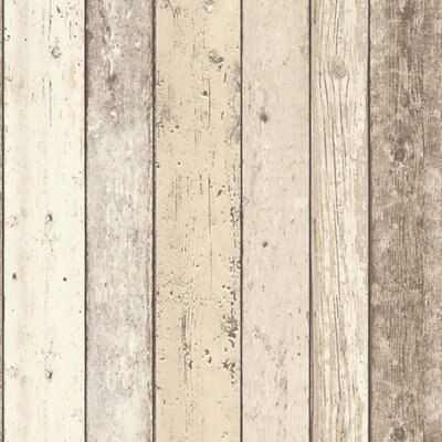 Colours Shoreline Beige Timber cladding Wood effect Textured Wallpaper ...