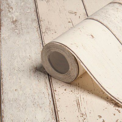 Colours Shoreline Beige Timber cladding Wood effect Textured Wallpaper ...