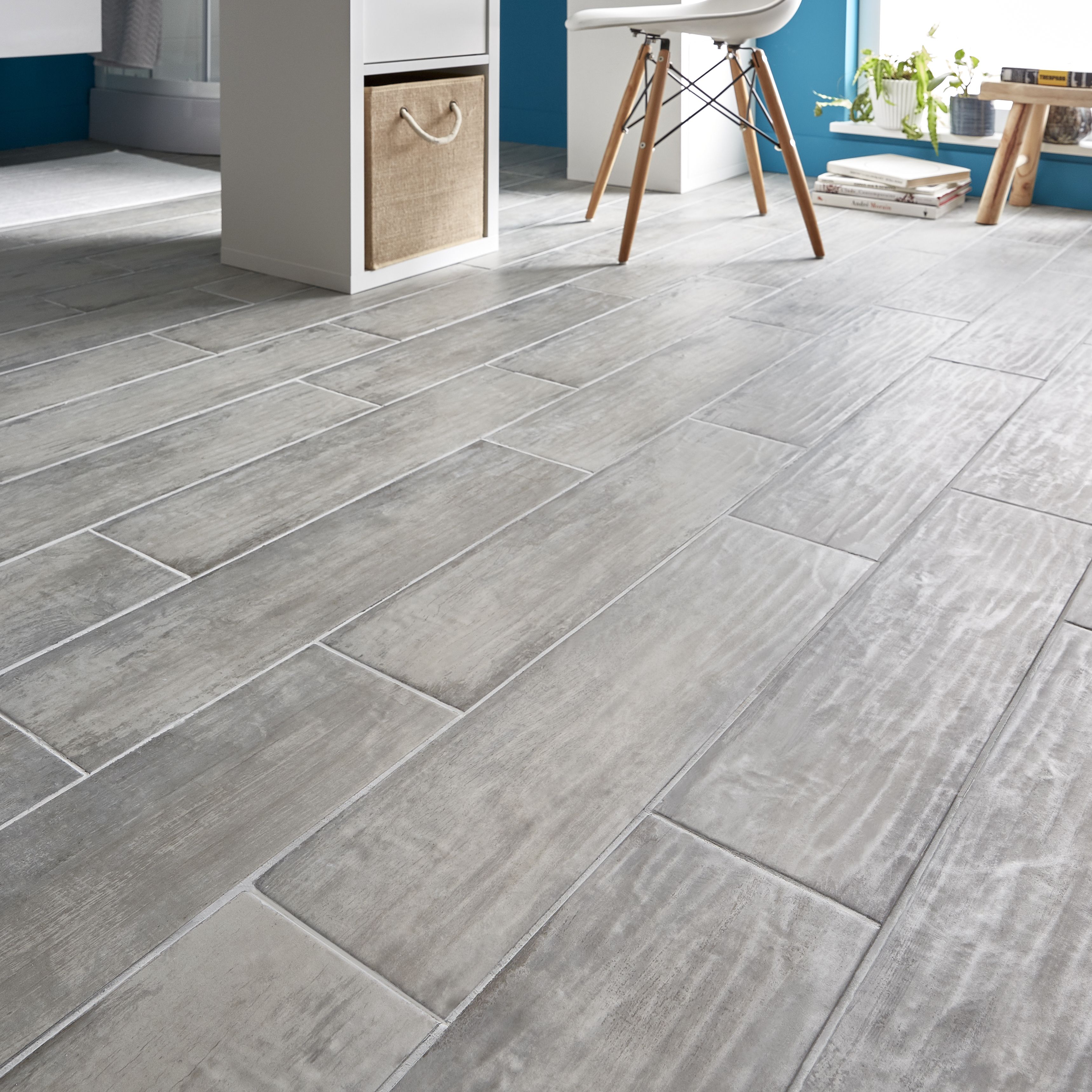 Colours Soft patinated Grey Matt Wood effect Porcelain Floor Tile Sample