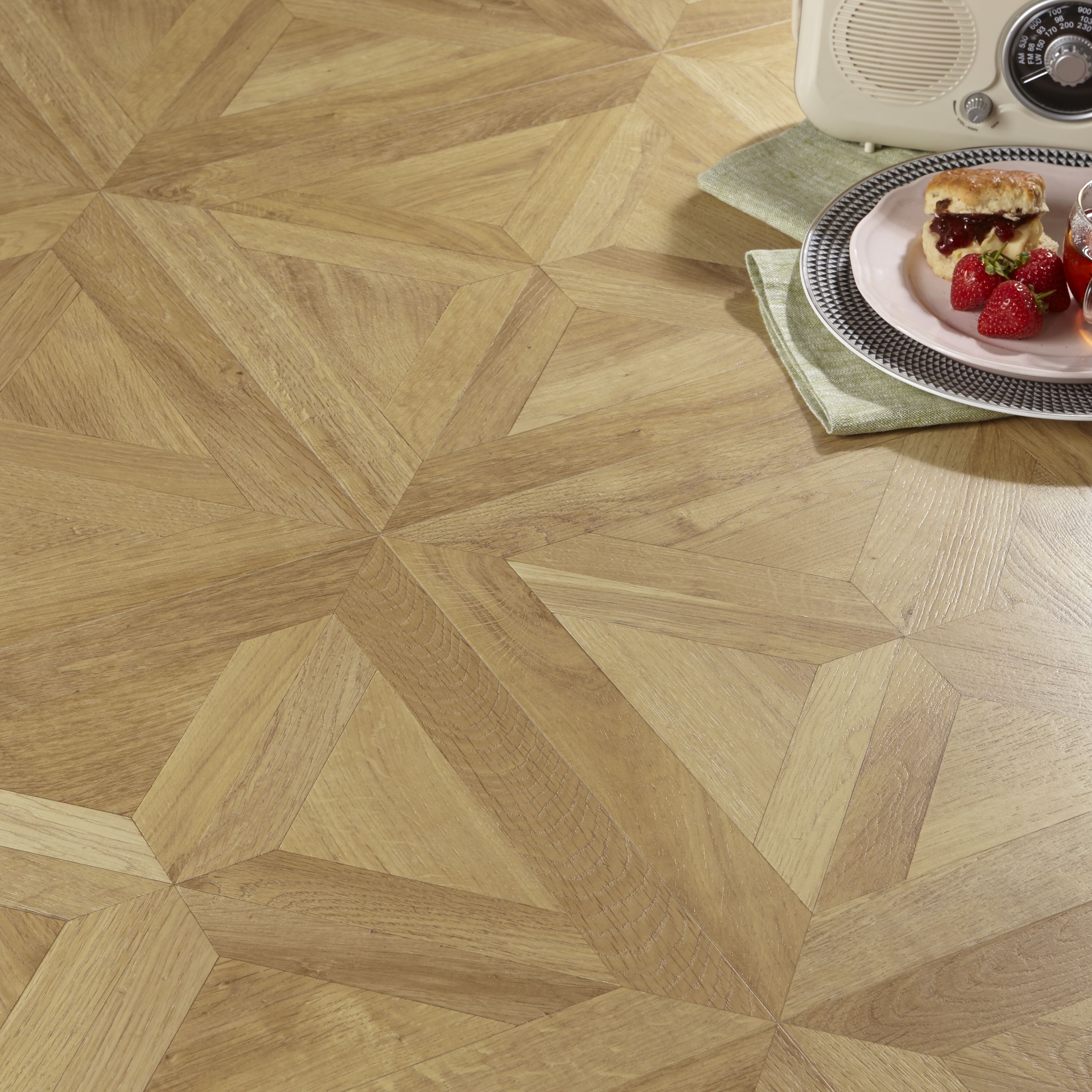Colours Staccato Tile Oak parquet effect Laminate Flooring, 1.86m²