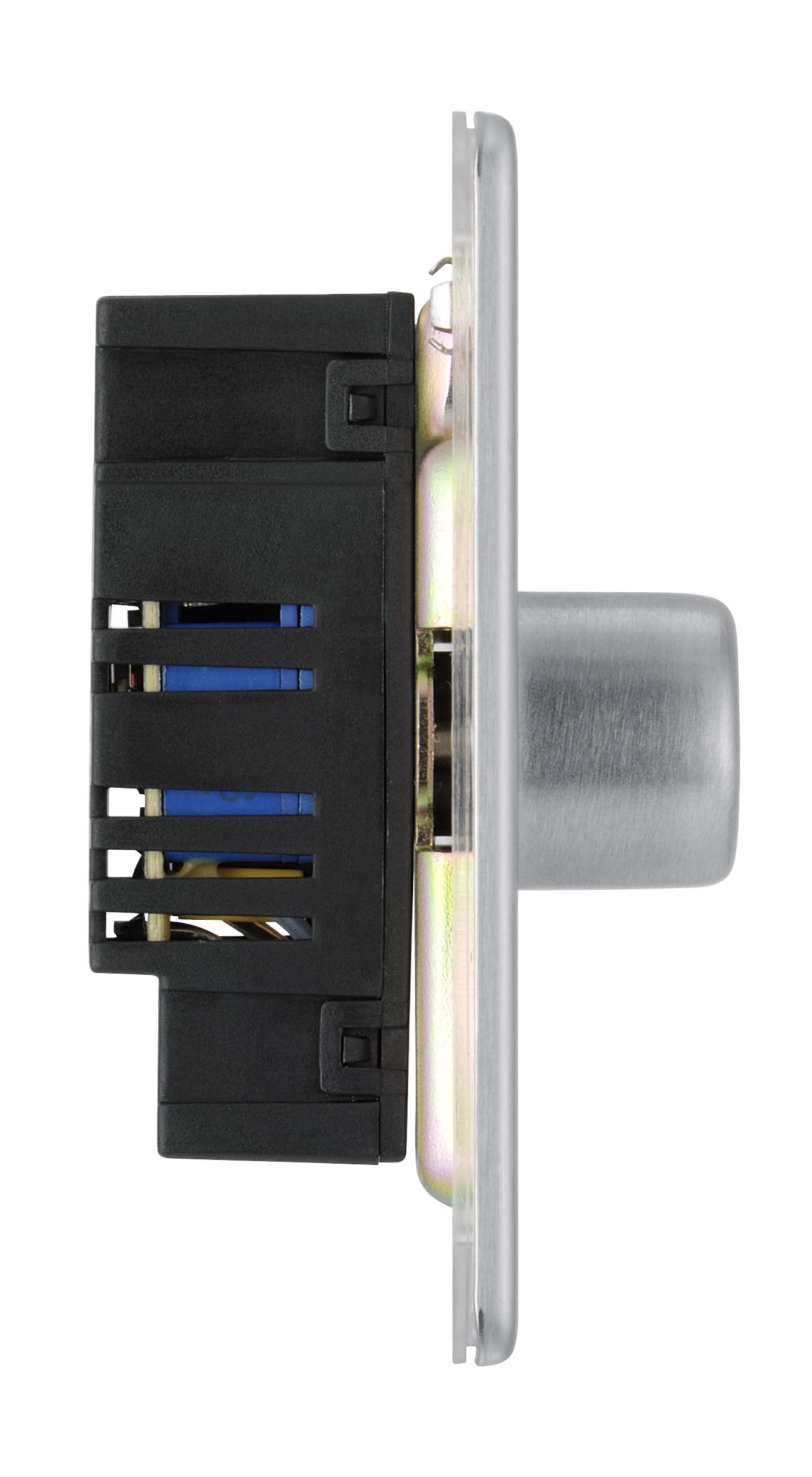 Colours Steel Flat profile Single 2 way Screwless Dimmer switch