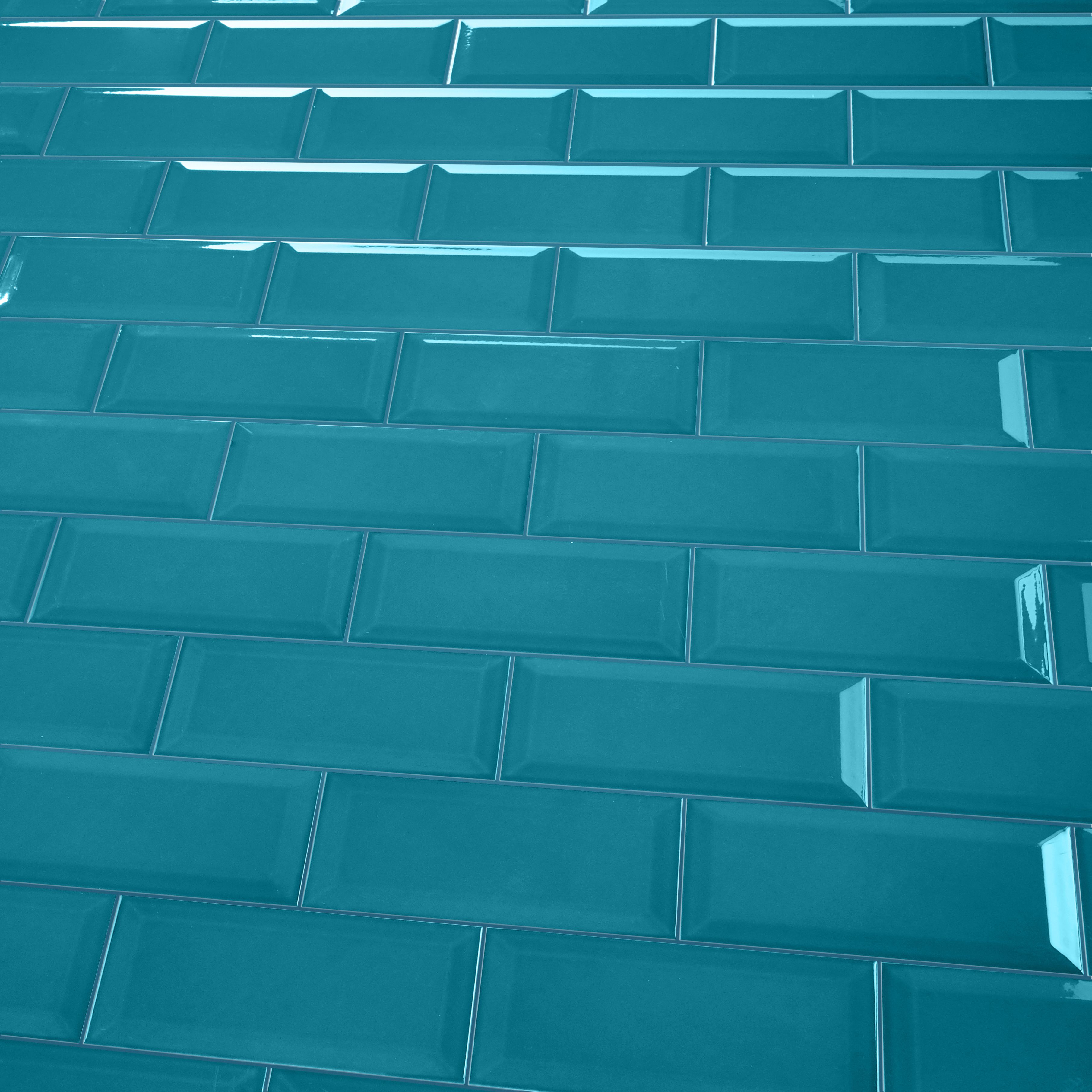 Colours Trentie Turquoise Gloss Metro Ceramic Indoor Wall Tile 40, (L ...