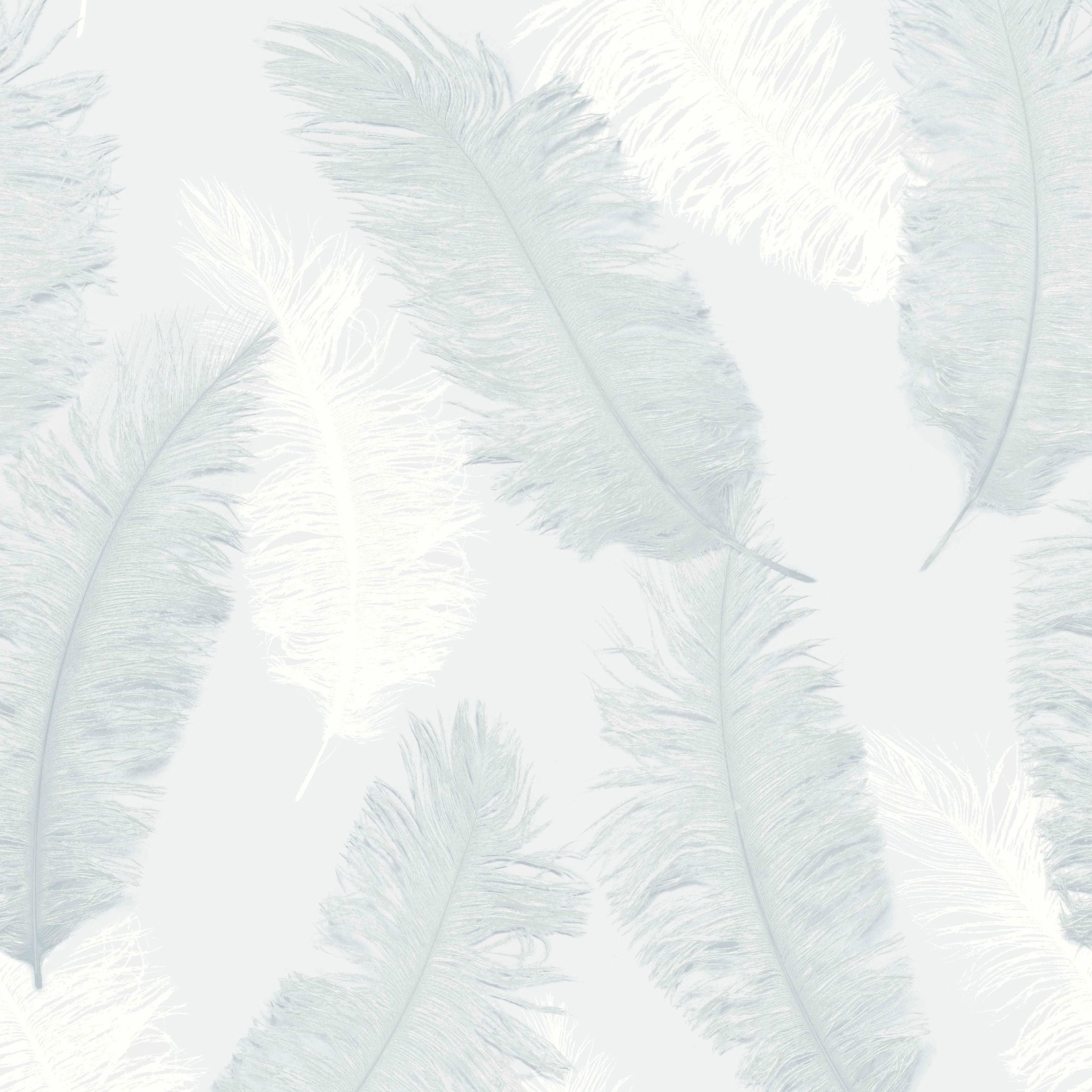 Colours Umali Duck egg Feather Glitter effect Contemporary Embossed ...