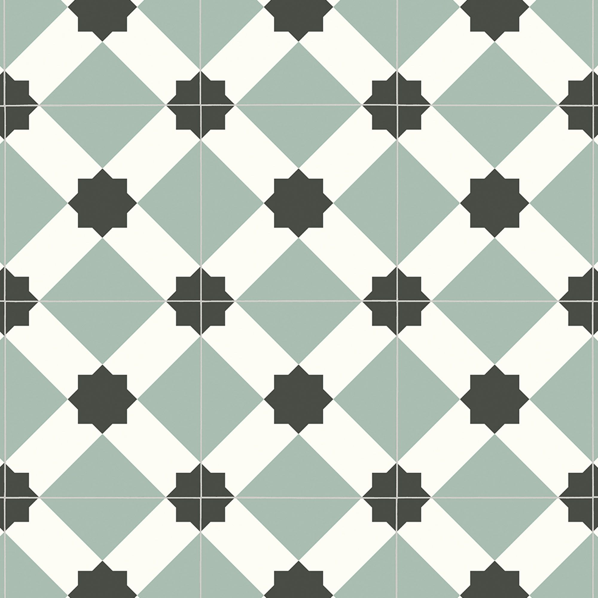 Colours Vinyl rolls Teal & black Mosaic Tile effect Sheet vinyl, 6m²