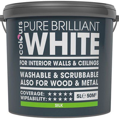 Colours White Silk Emulsion paint, 0.01L | DIY at B&Q
