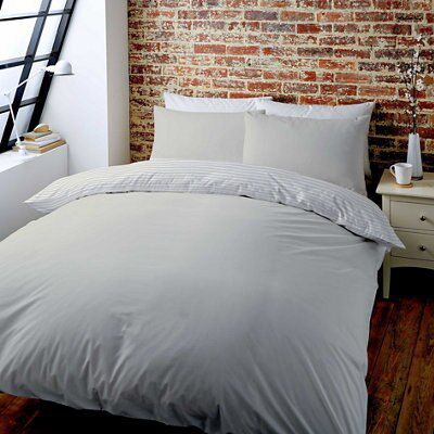Colours Zen Plain & striped Cream Double Bedding set