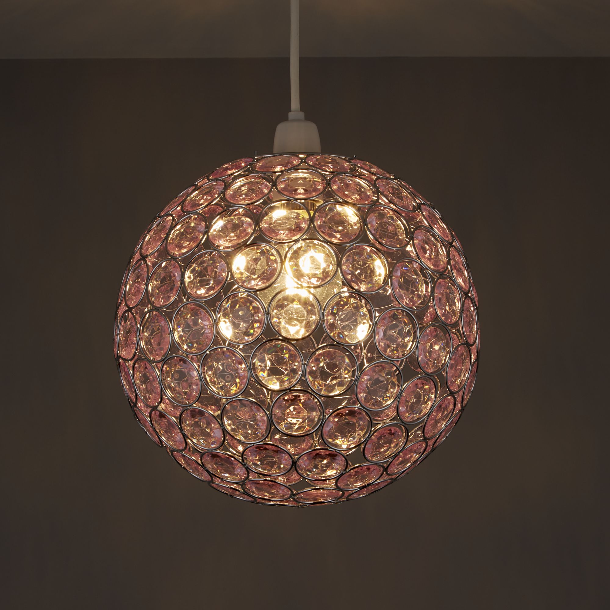 Colours Zoe Light pink Crystal effect Beaded Light shade (D)250mm | DIY ...