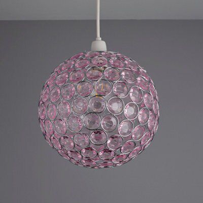 Colours Zoe Light pink Crystal effect Beaded Light shade (D)25cm | DIY ...