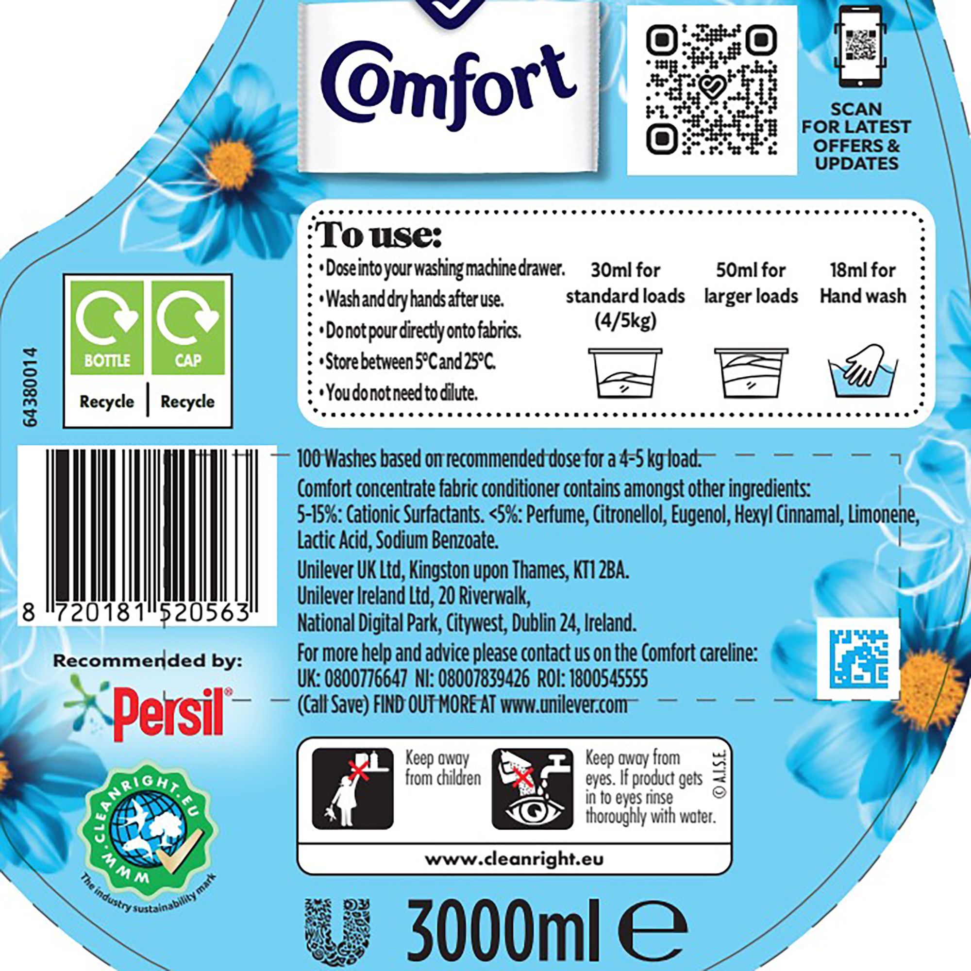 Comfort Blue Skies Fabric conditioner, 3L, 100W