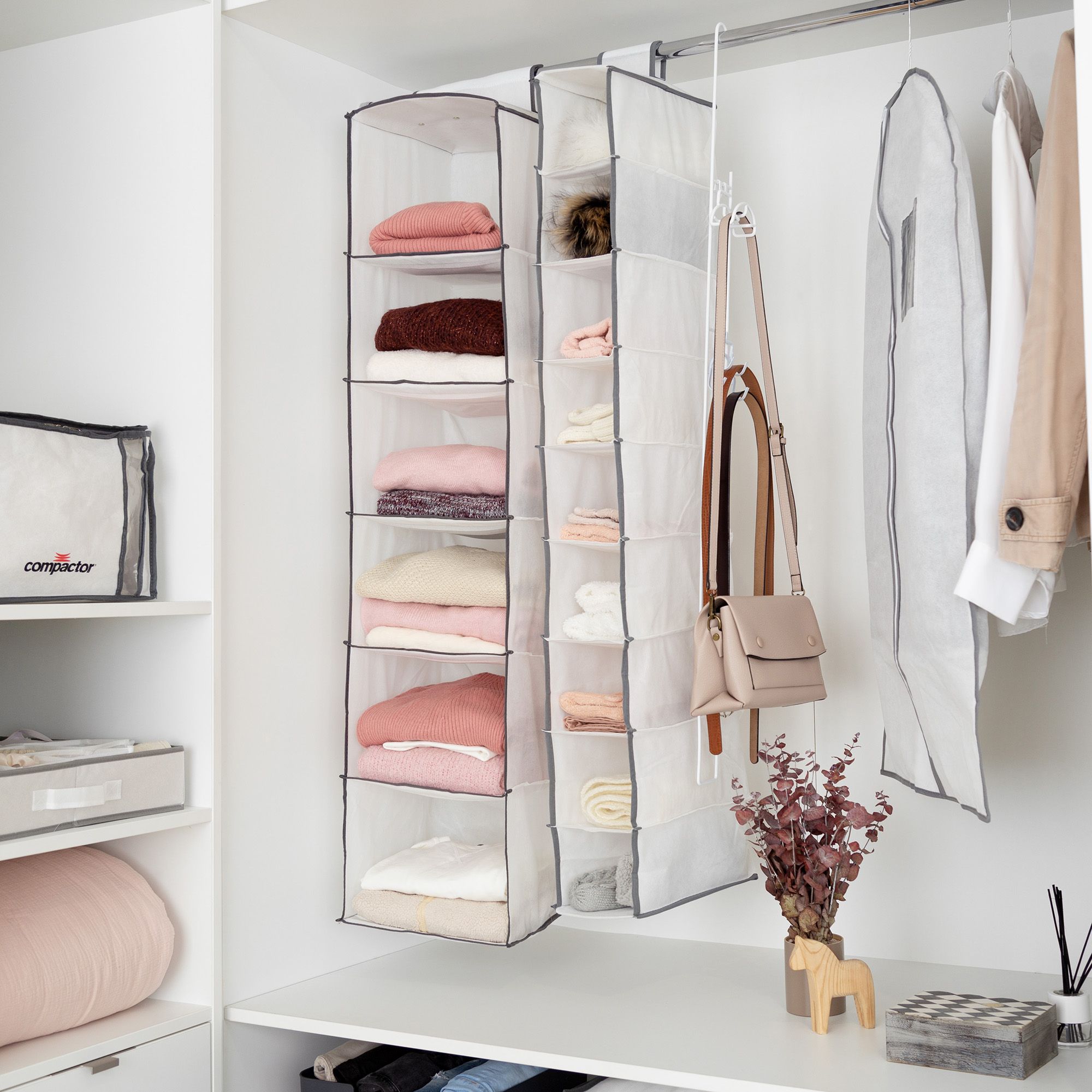 Compactor White Fabric 6 tier Shoes Hanging wardrobe organiser