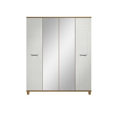 Consort Juno Mirrored White oak effect 3 door Triple Wardrobe (H)1932mm ...