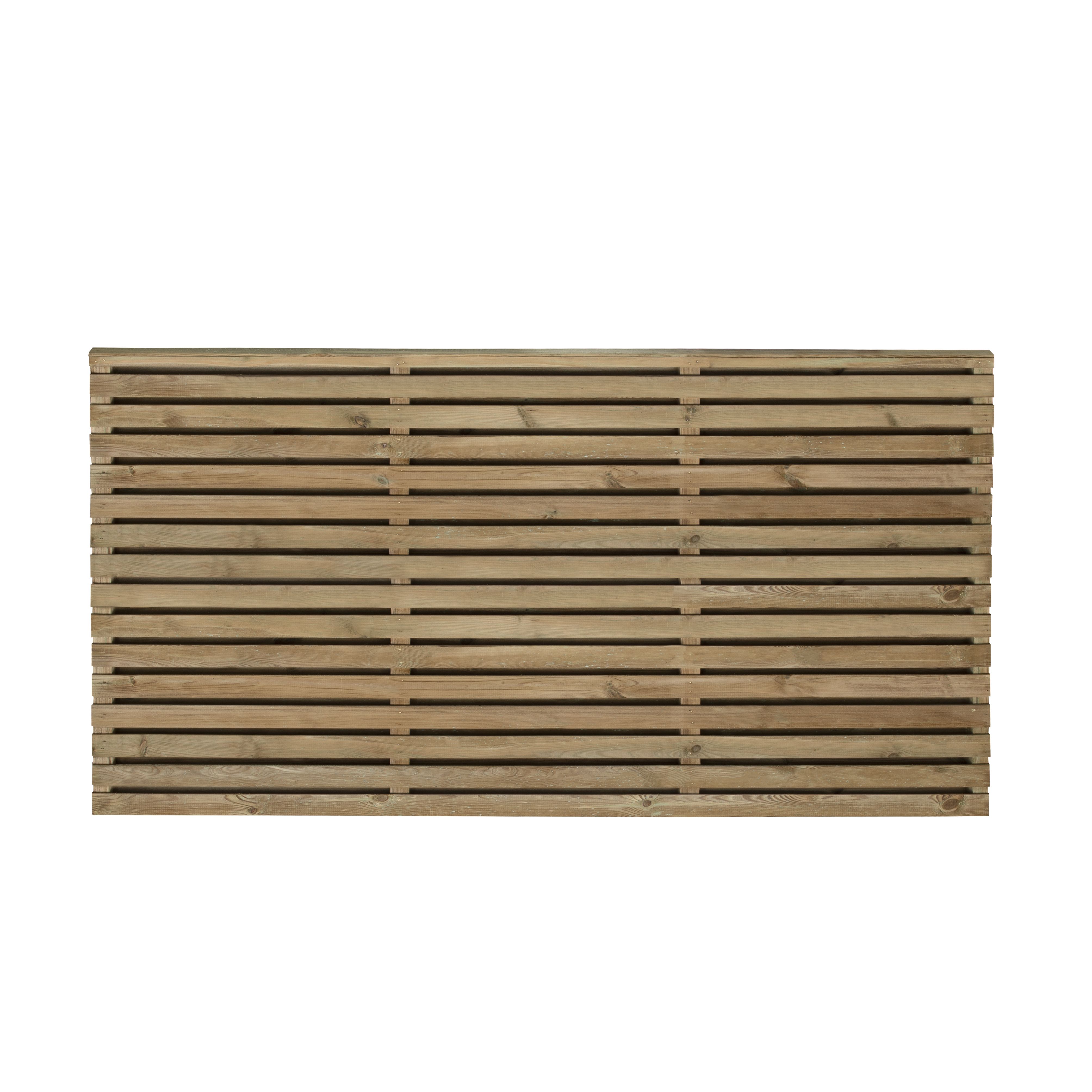 Contemporary Double slatted Fence panel (W)1.8m (H)0.9m, Pack of 4 ...