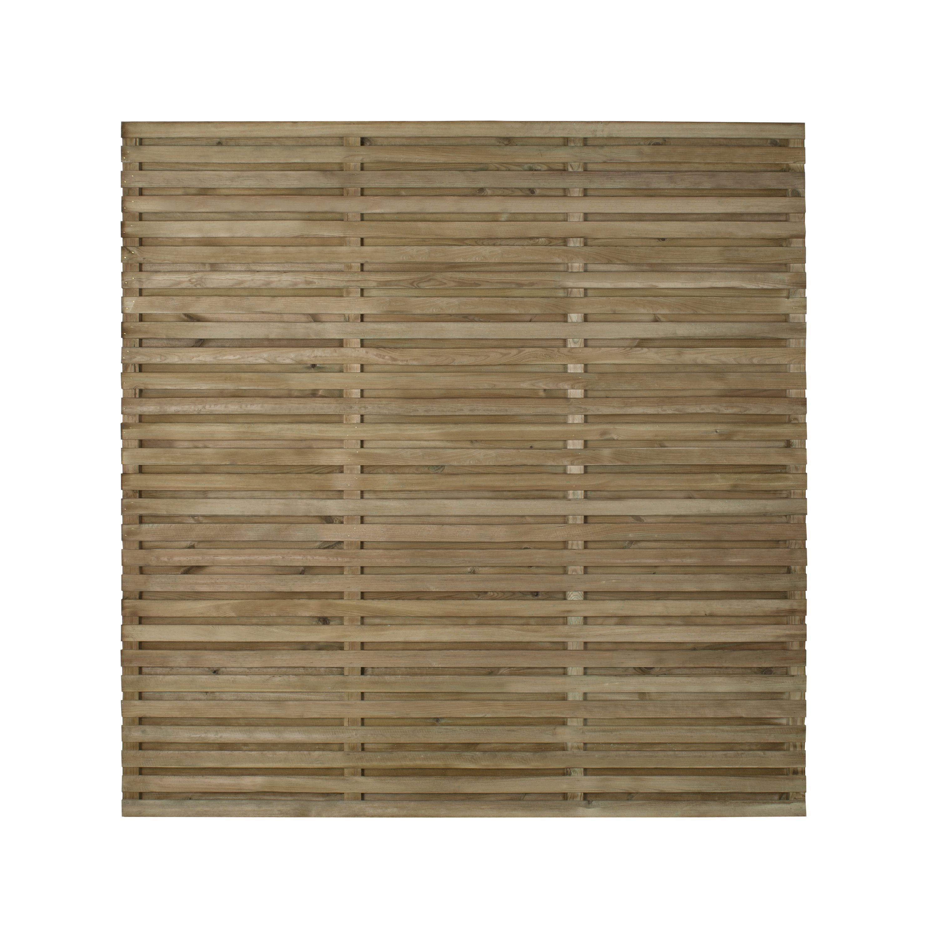 Contemporary Double slatted Wooden Fence panel (W)1.8m (H)1.8m, Pack of ...