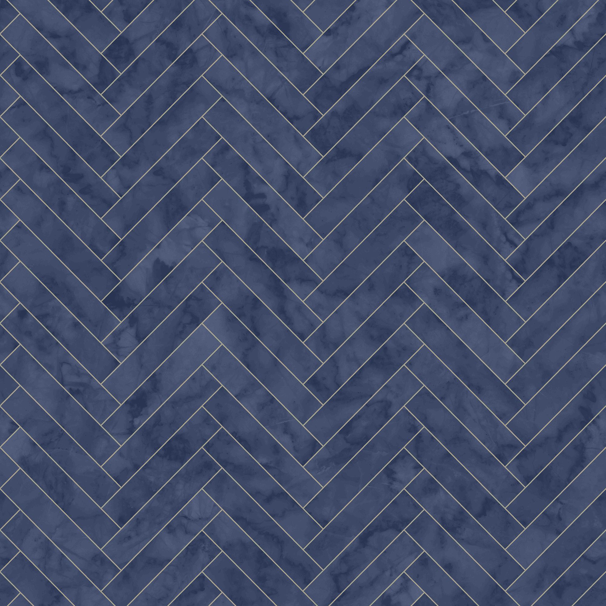 Contour Navy Marble chevron Tile effect Textured Wallpaper | DIY at B&Q